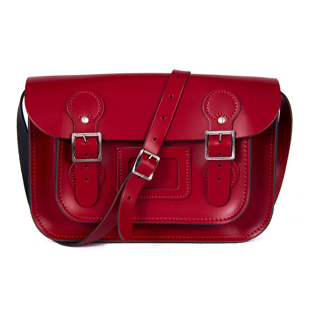 11" Patent Red Circle Satchel - Oxbridge Satchels